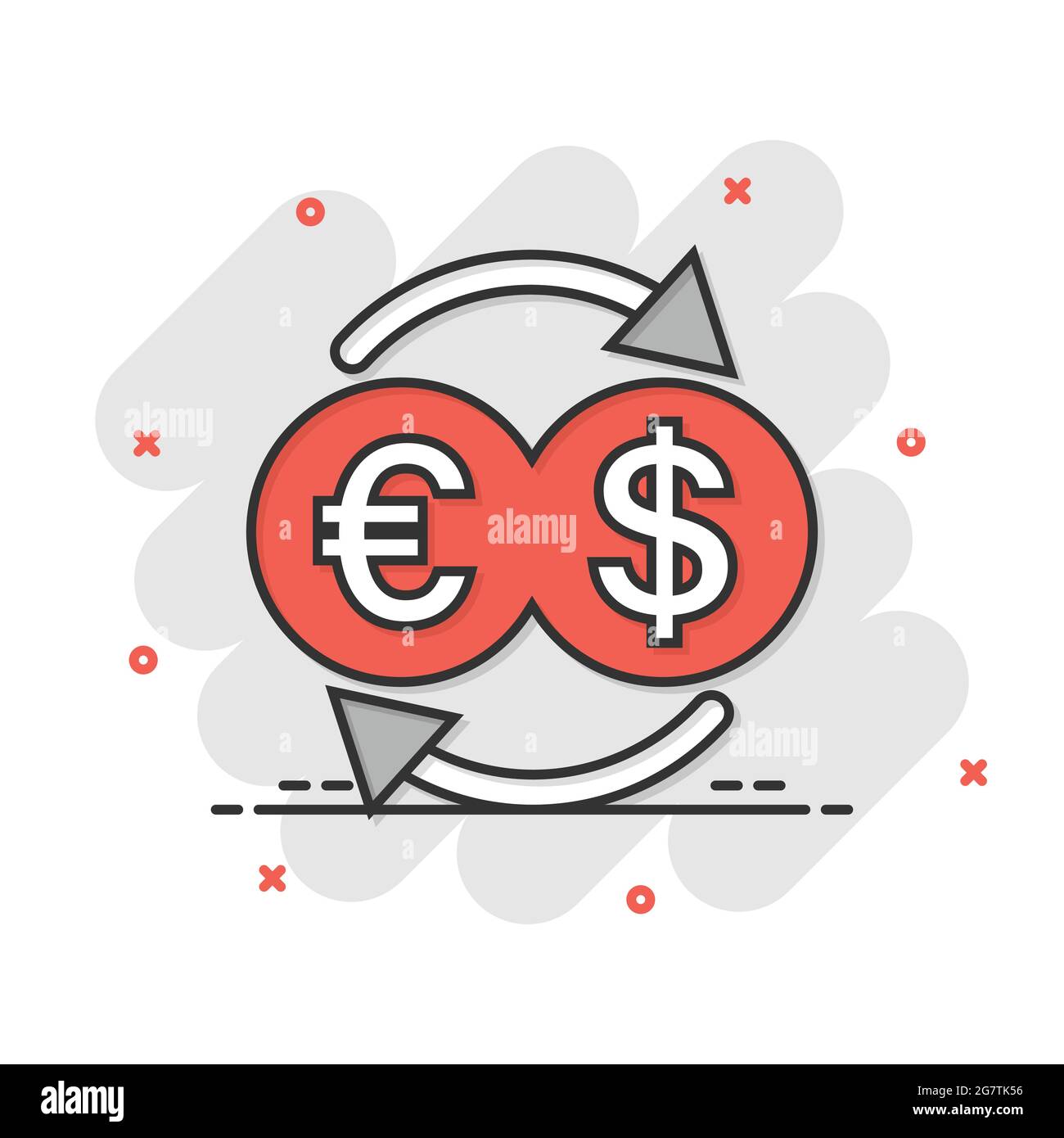 Currency exchange icon in comic style. Dollar euro transfer cartoon ...