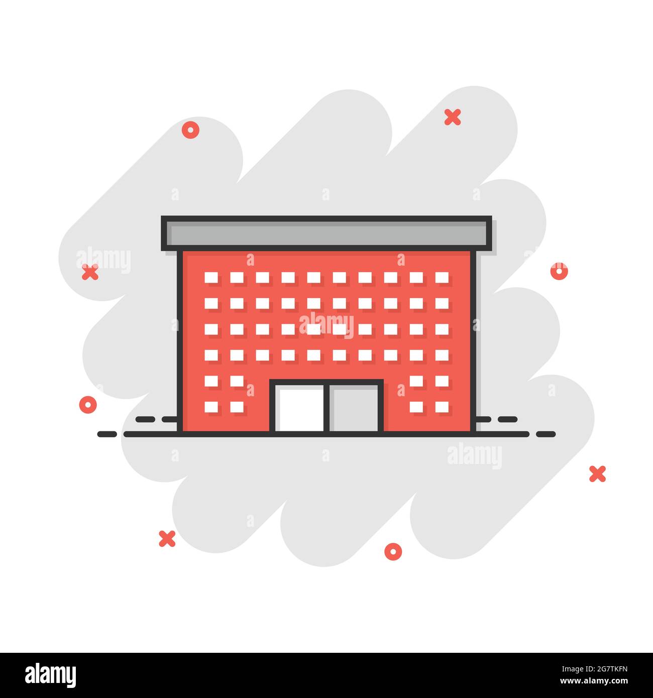 Building icon in comic style. Town skyscraper apartment cartoon vector ...