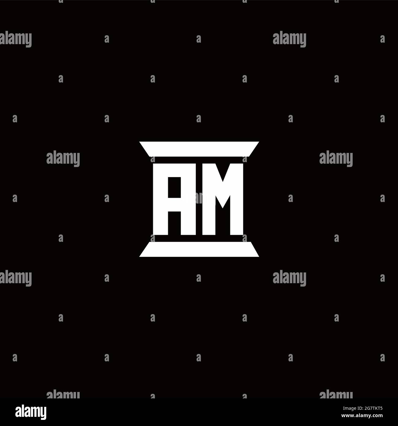 AM logo initial letter monogram with pillar shape design template ...
