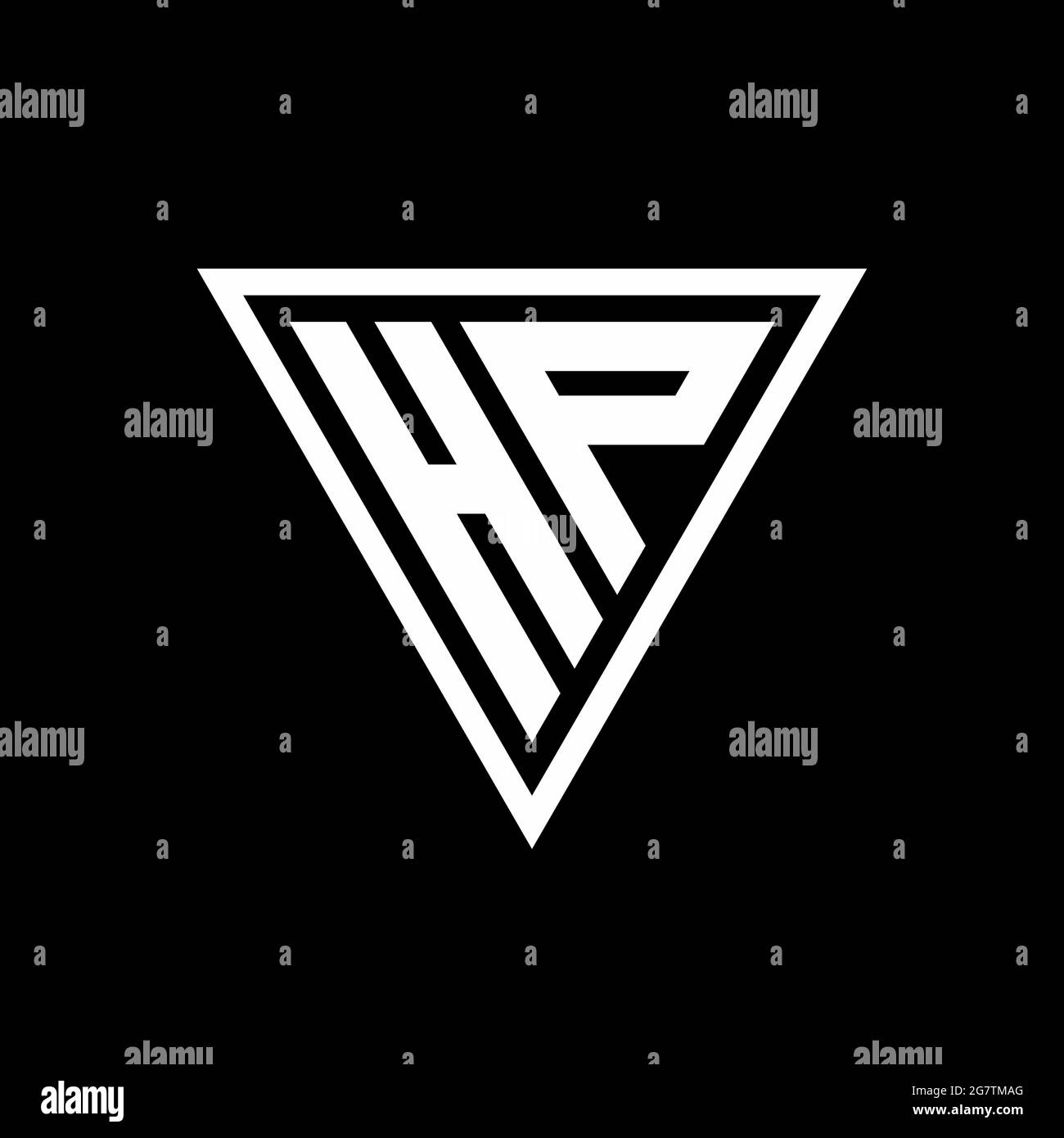 HP Logo monogram with tirangle shape isolated on black background ...