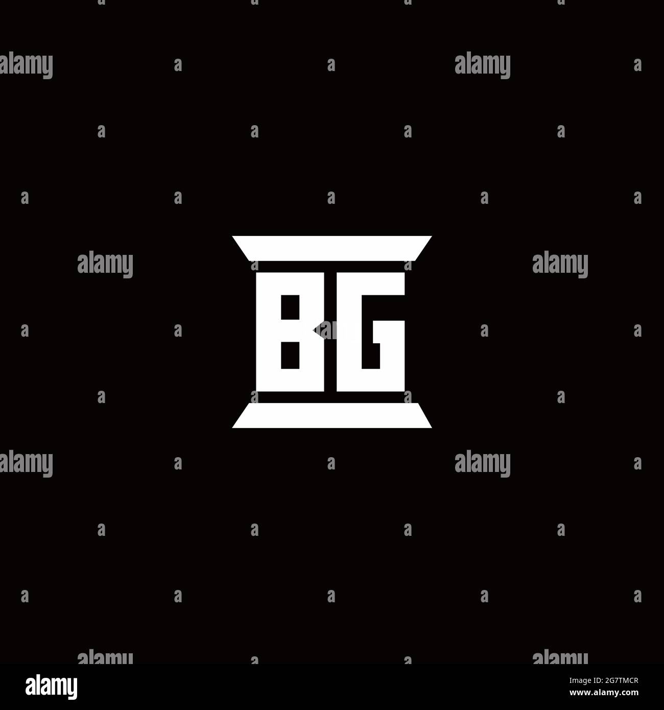 BG logo initial letter monogram with pillar shape design template ...