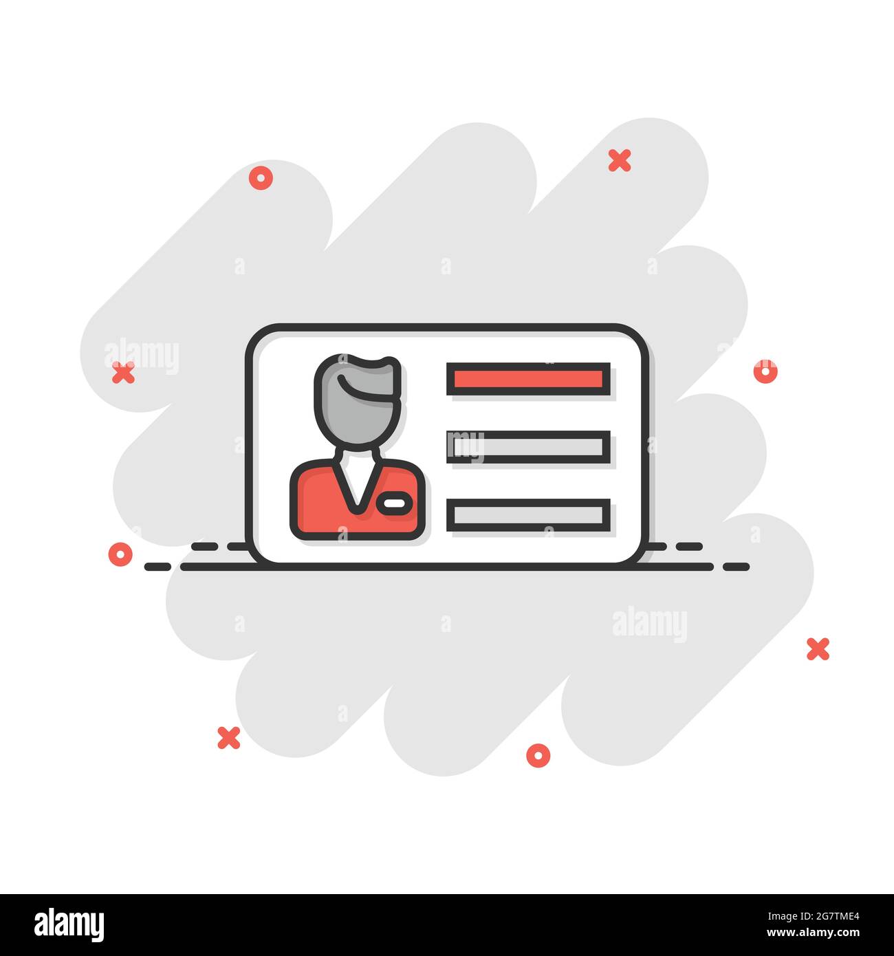 Id card icon in comic style. Identity tag cartoon vector illustration ...