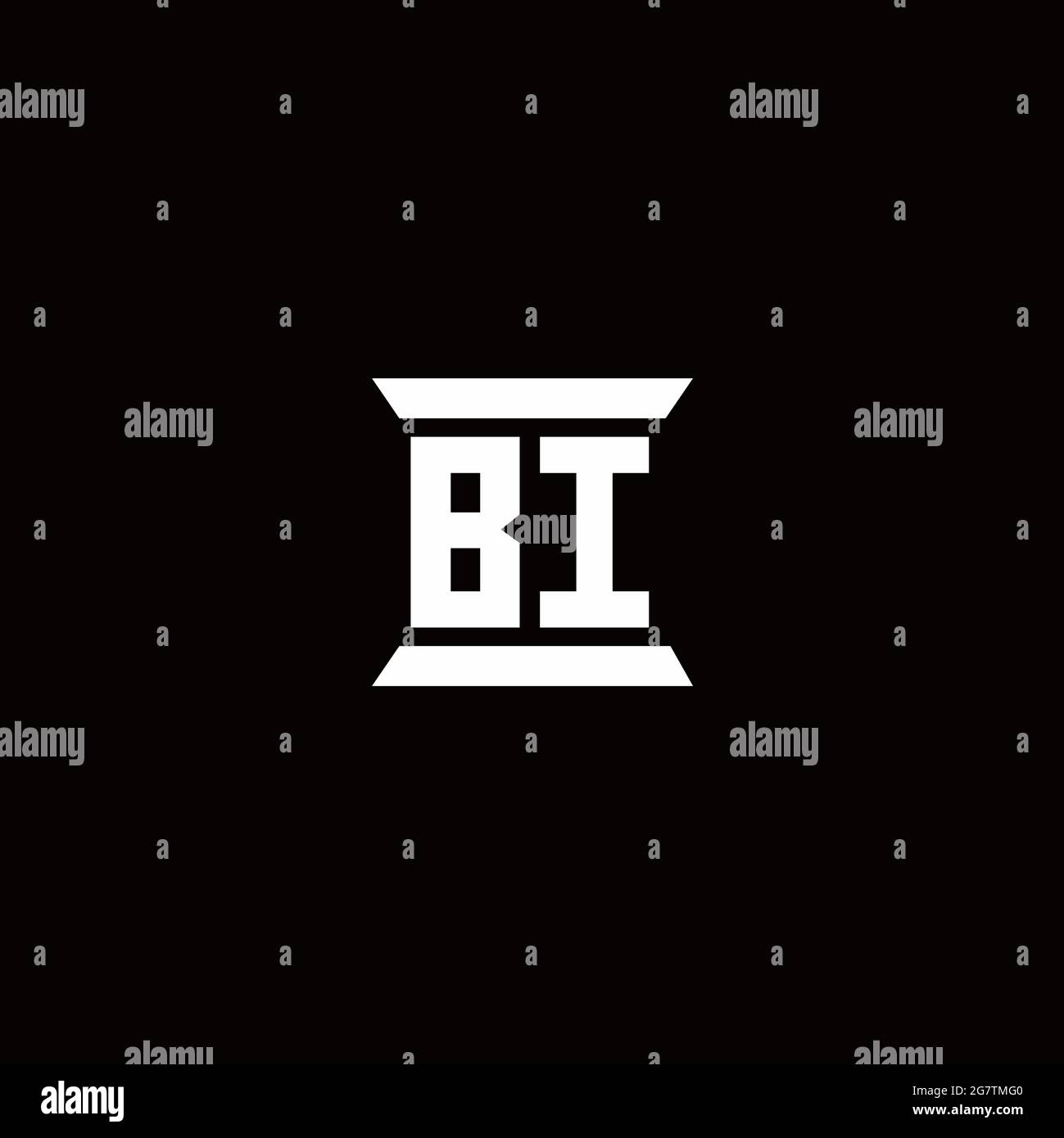BI logo initial letter monogram with pillar shape design template ...