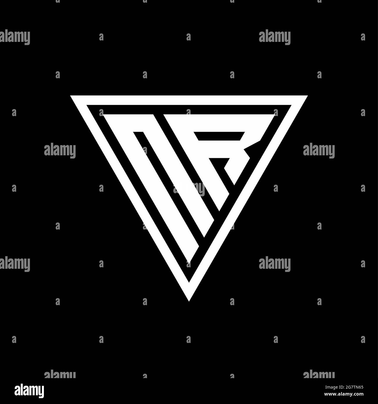 NR Logo monogram with tirangle shape isolated on black background ...