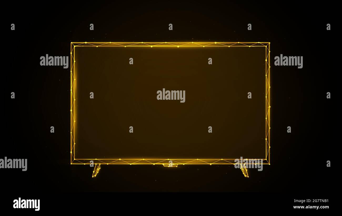 Polygonal vector illustration of led or lcd TV on black background ...