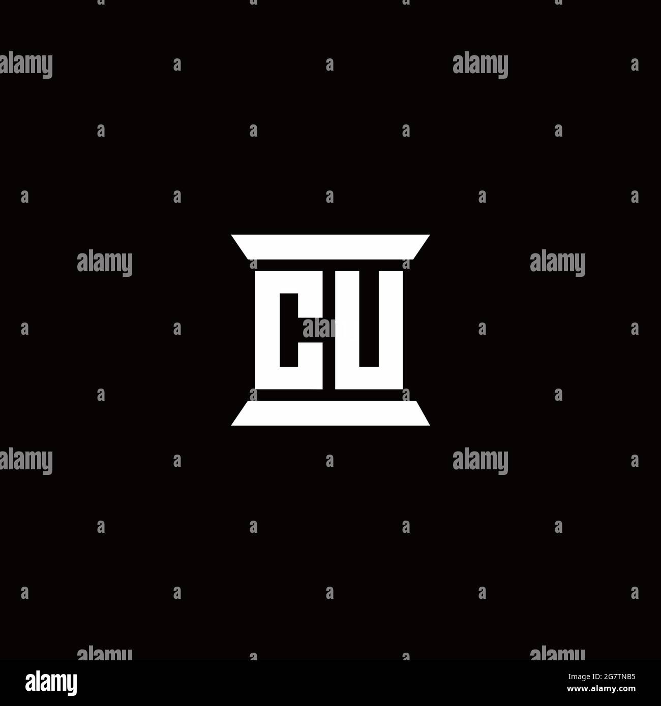 CU logo initial letter monogram with pillar shape design template ...