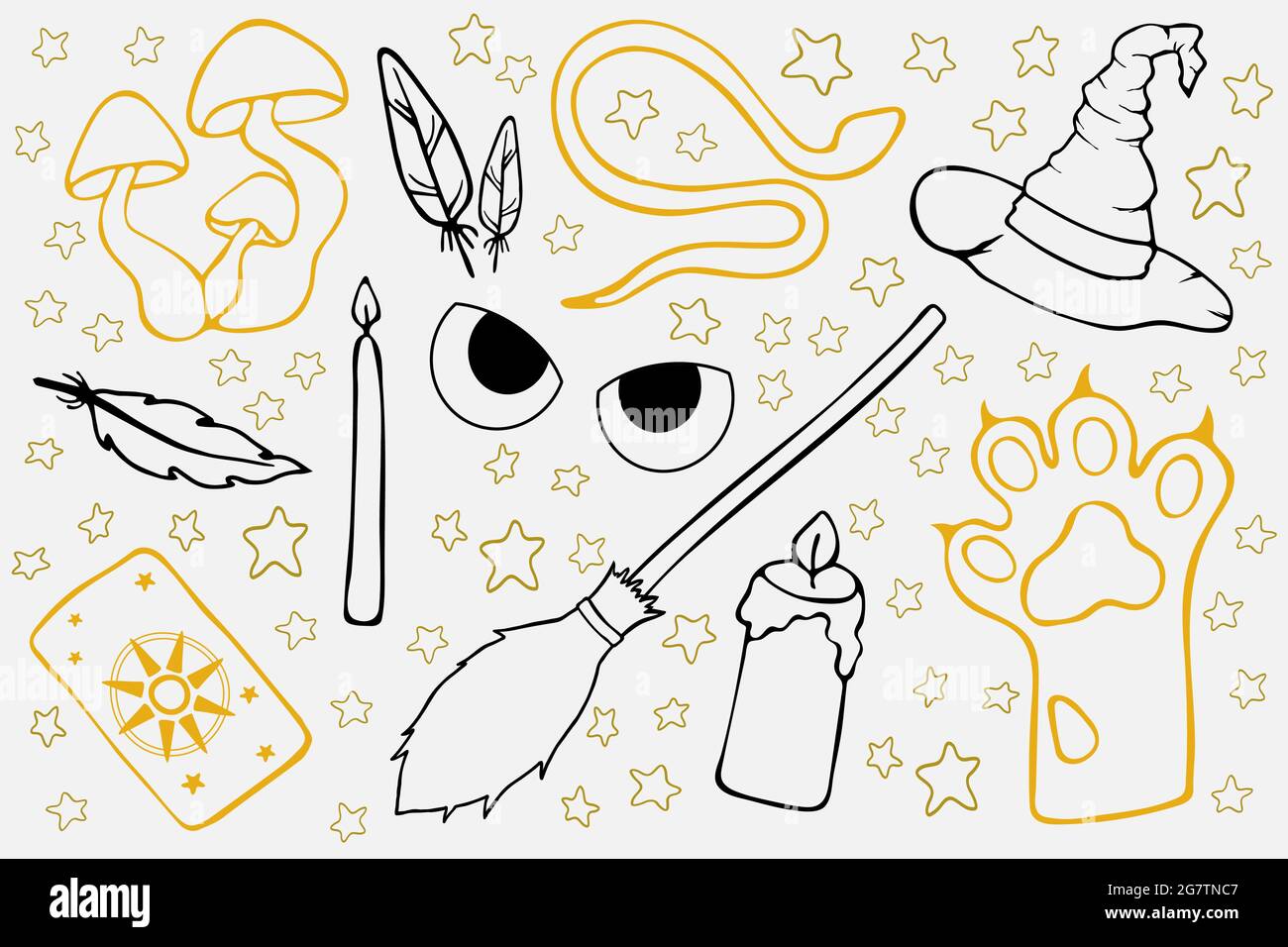 Black and gold outlined magic vector elements Stock Vector Image & Art ...