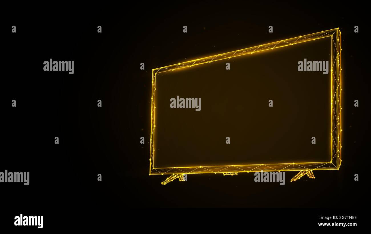 Polygonal vector illustration of led or lcd TV on black background. Low ...