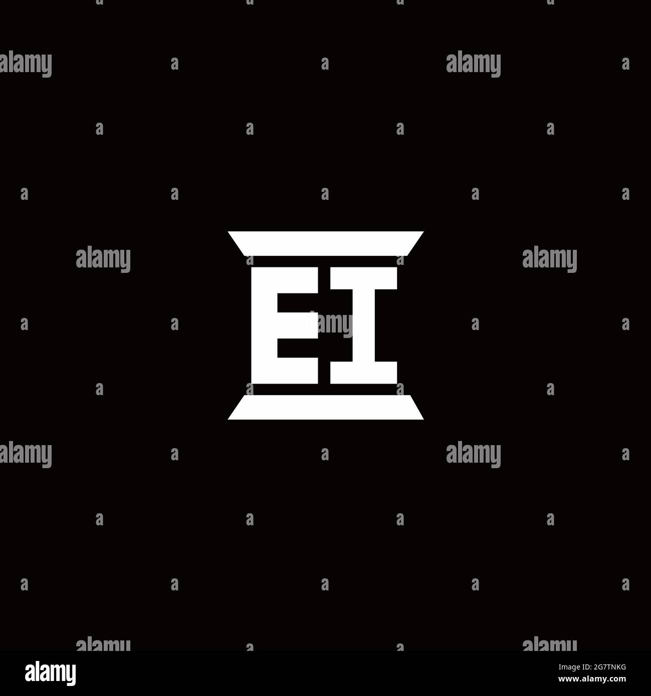 EI logo initial letter monogram with pillar shape design template isolated in black background ...