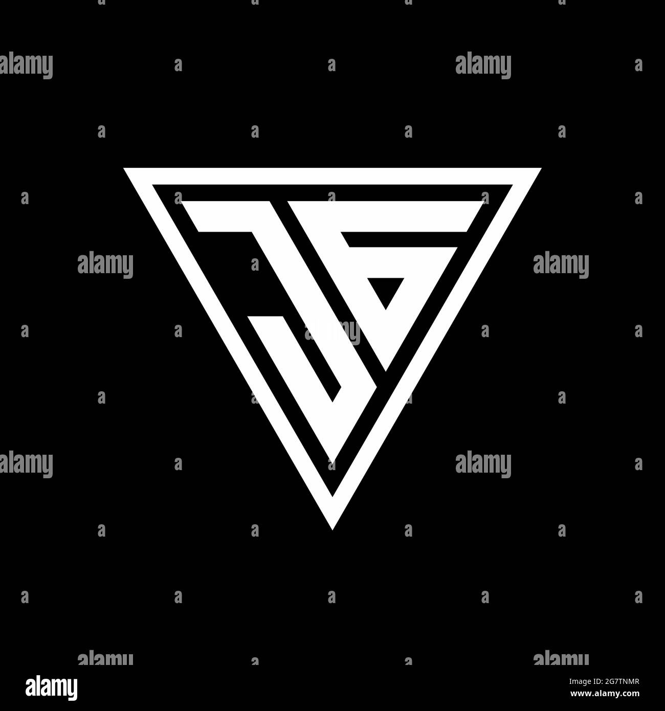 JG Logo monogram with tirangle shape isolated on black background ...