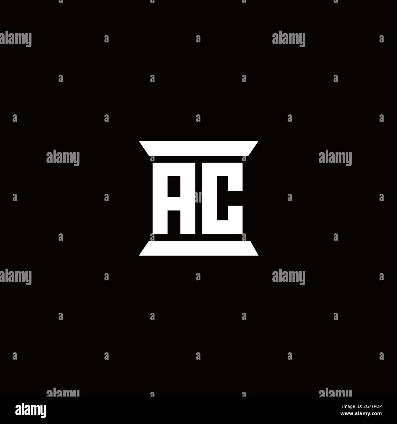 AC logo initial letter monogram with pillar shape design template ...