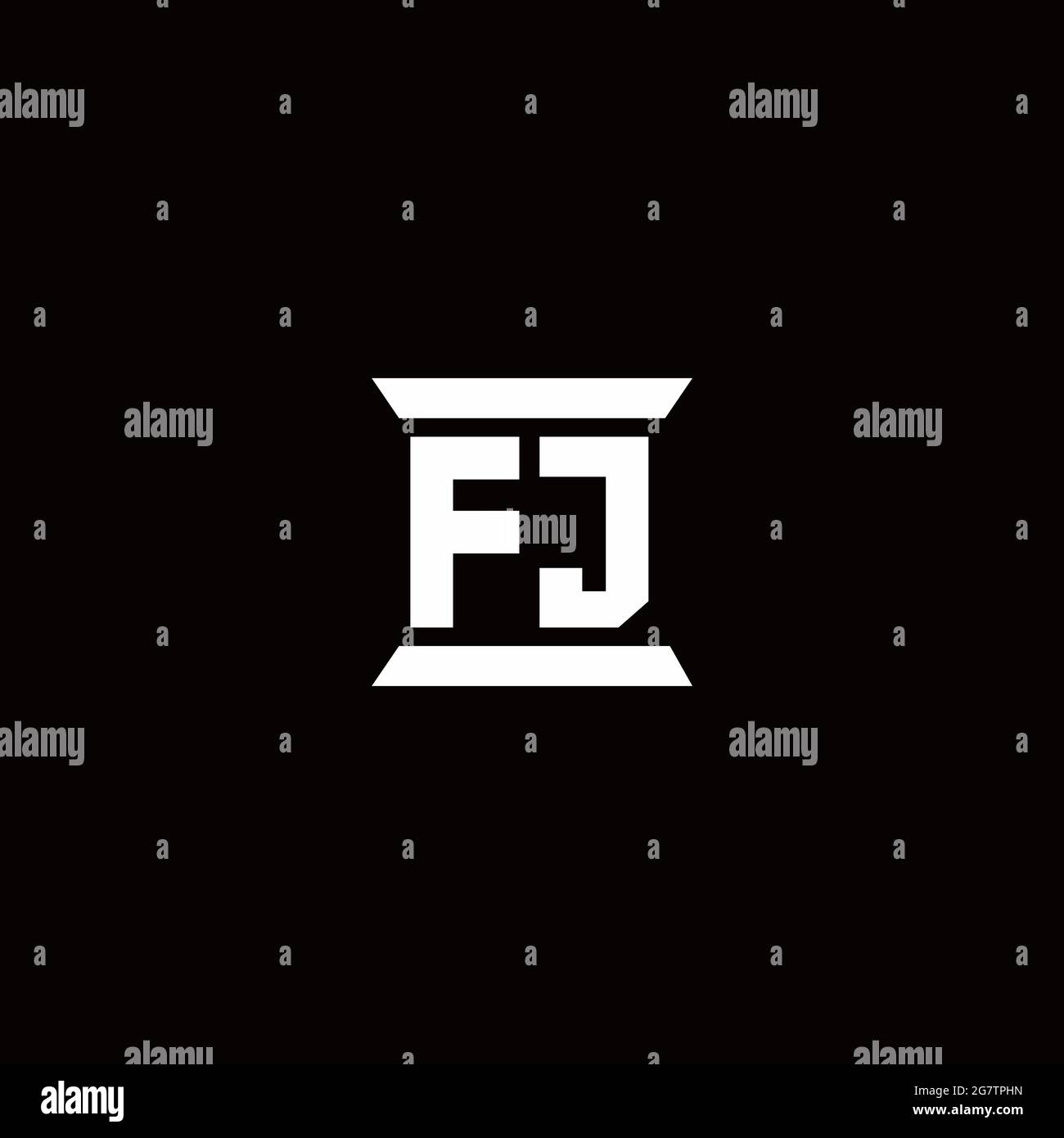 FJ logo initial letter monogram with pillar shape design template ...