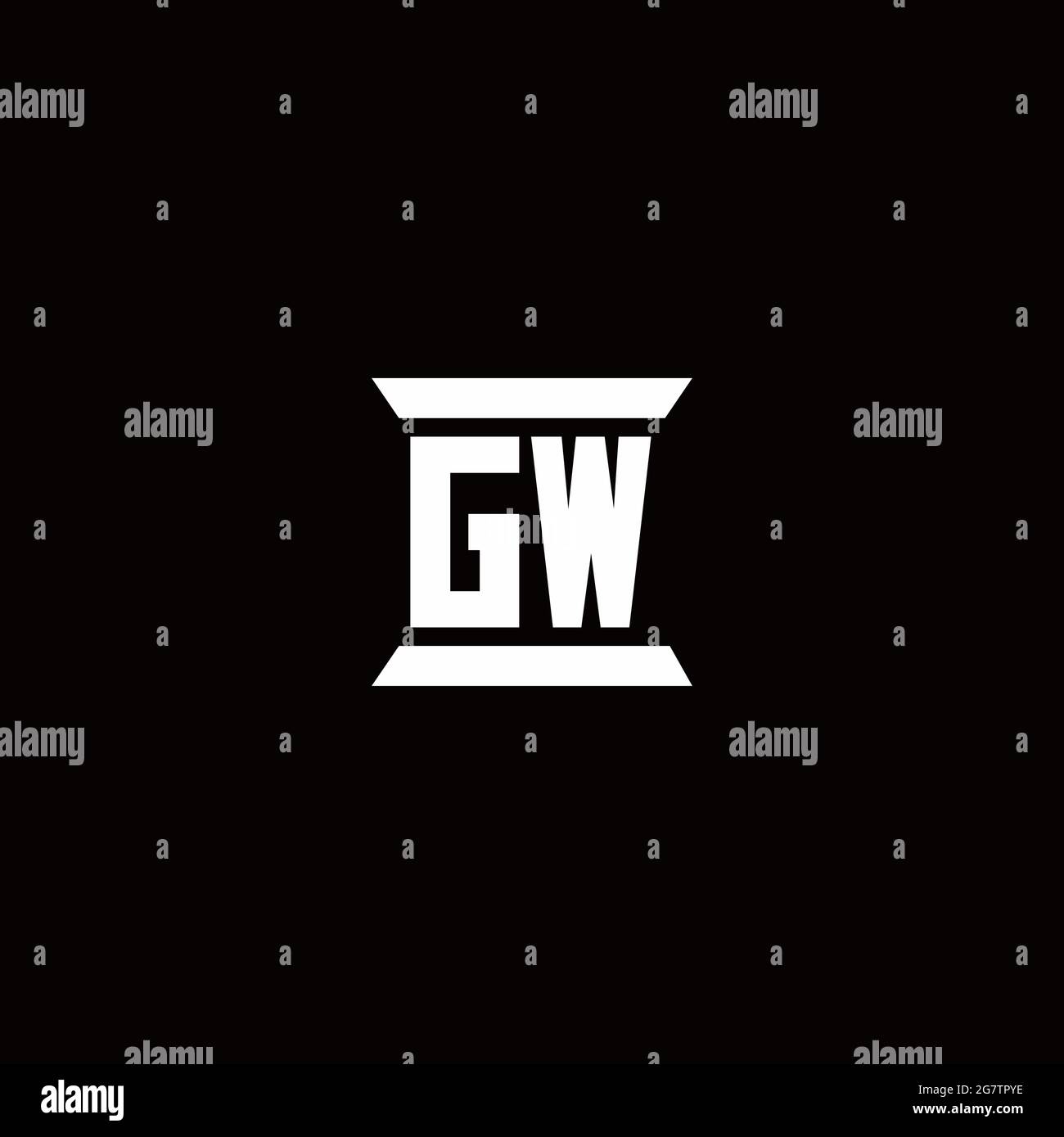 GW logo initial letter monogram with pillar shape design template ...