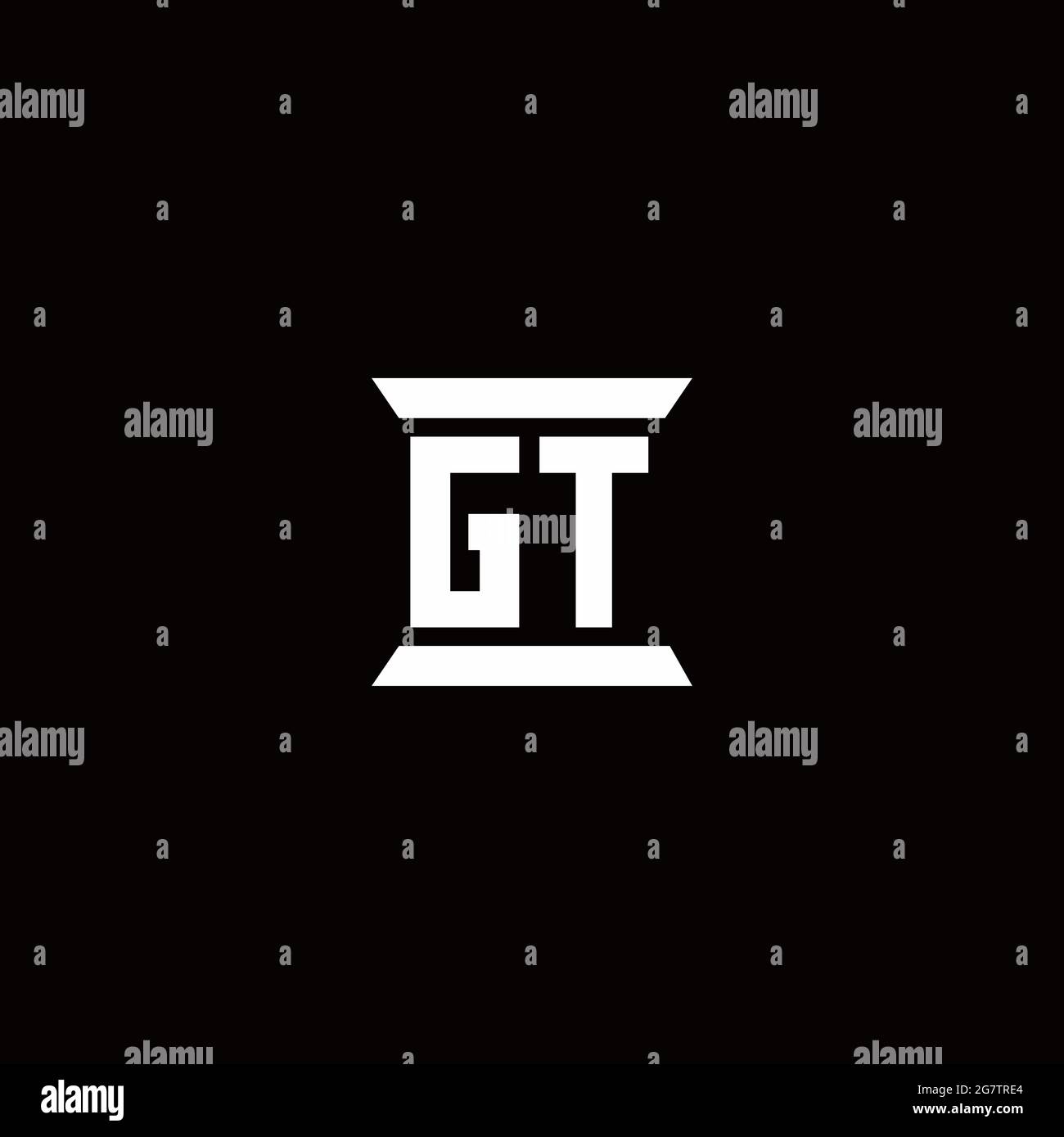 GT logo initial letter monogram with pillar shape design template ...