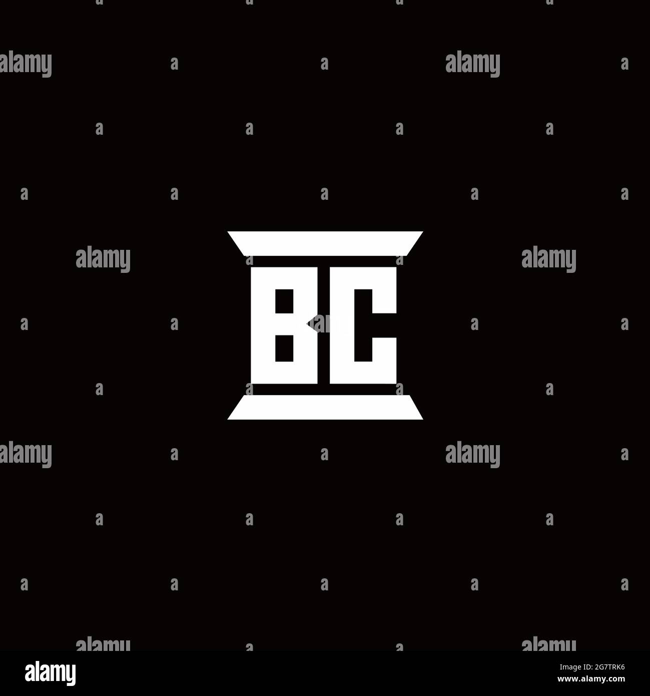BC logo initial letter monogram with pillar shape design template ...