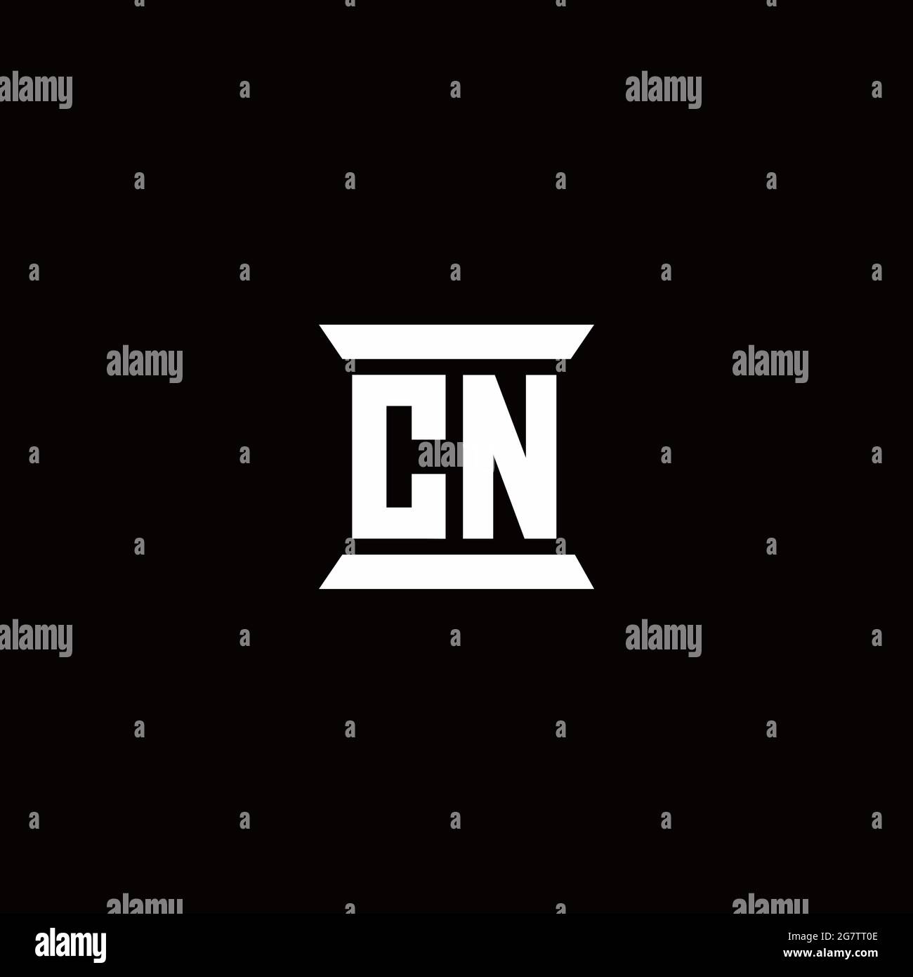 CN logo initial letter monogram with pillar shape design template isolated in black background ...