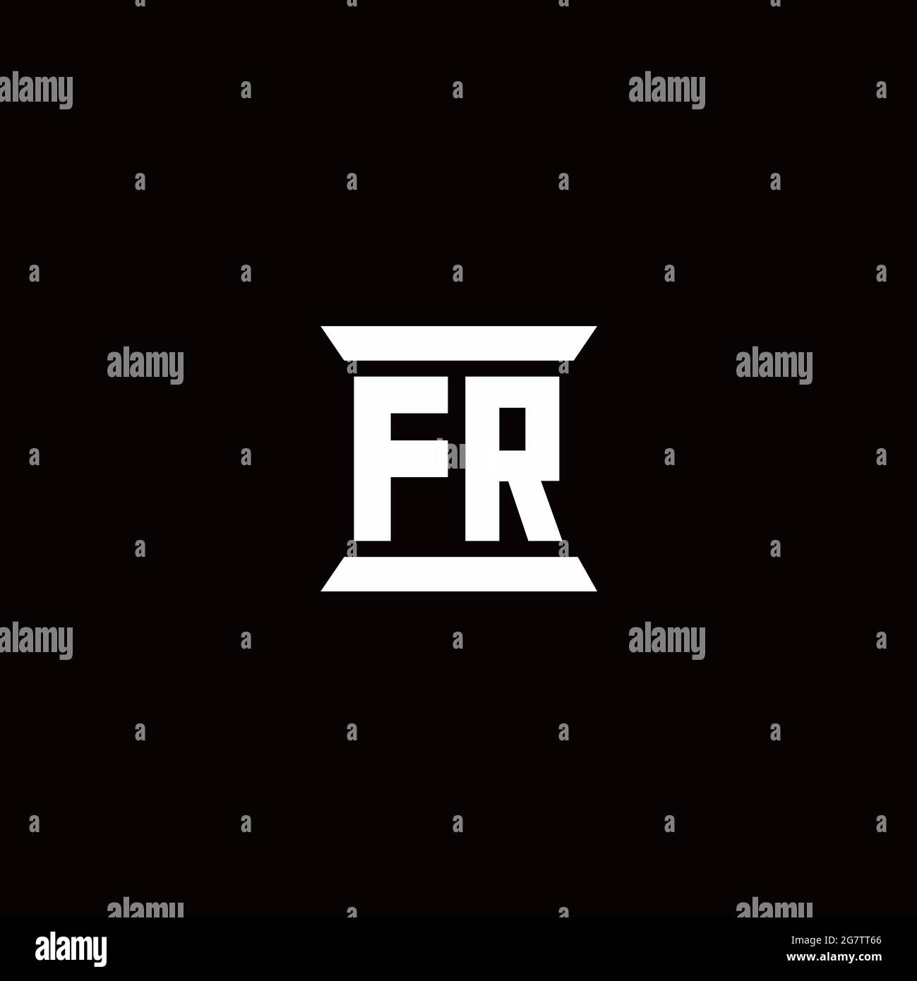 FR logo initial letter monogram with pillar shape design template ...