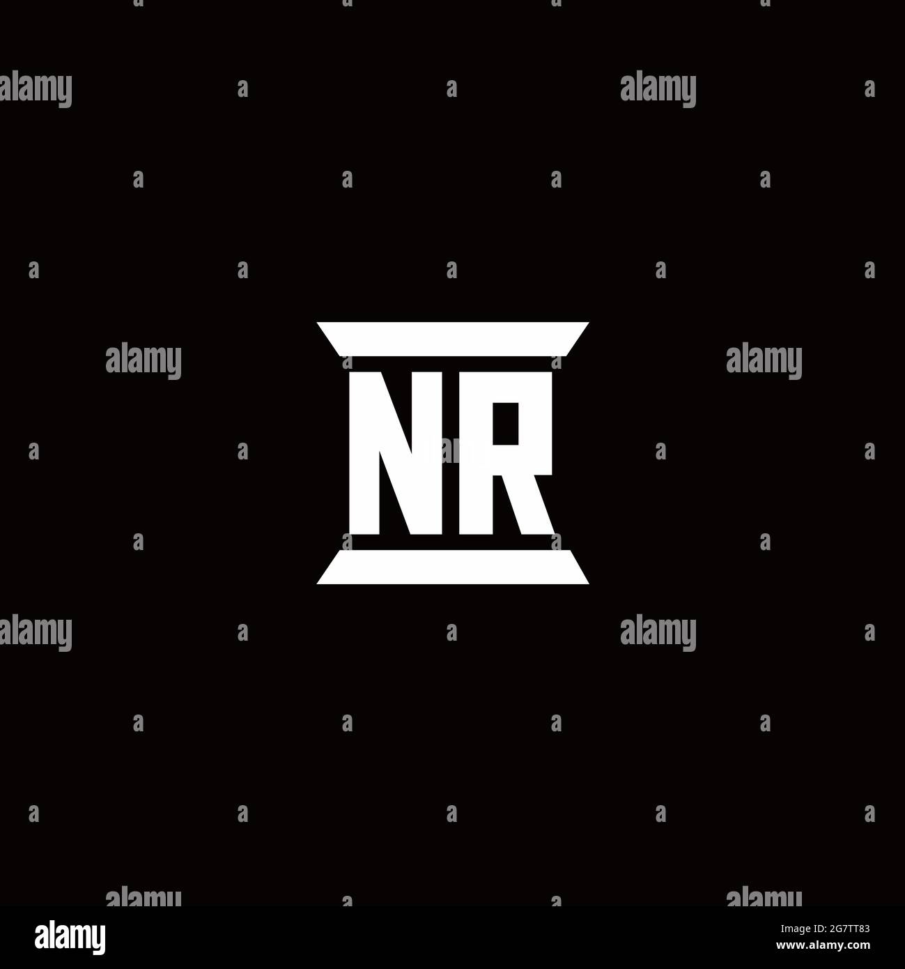 NR logo initial letter monogram with pillar shape design template ...