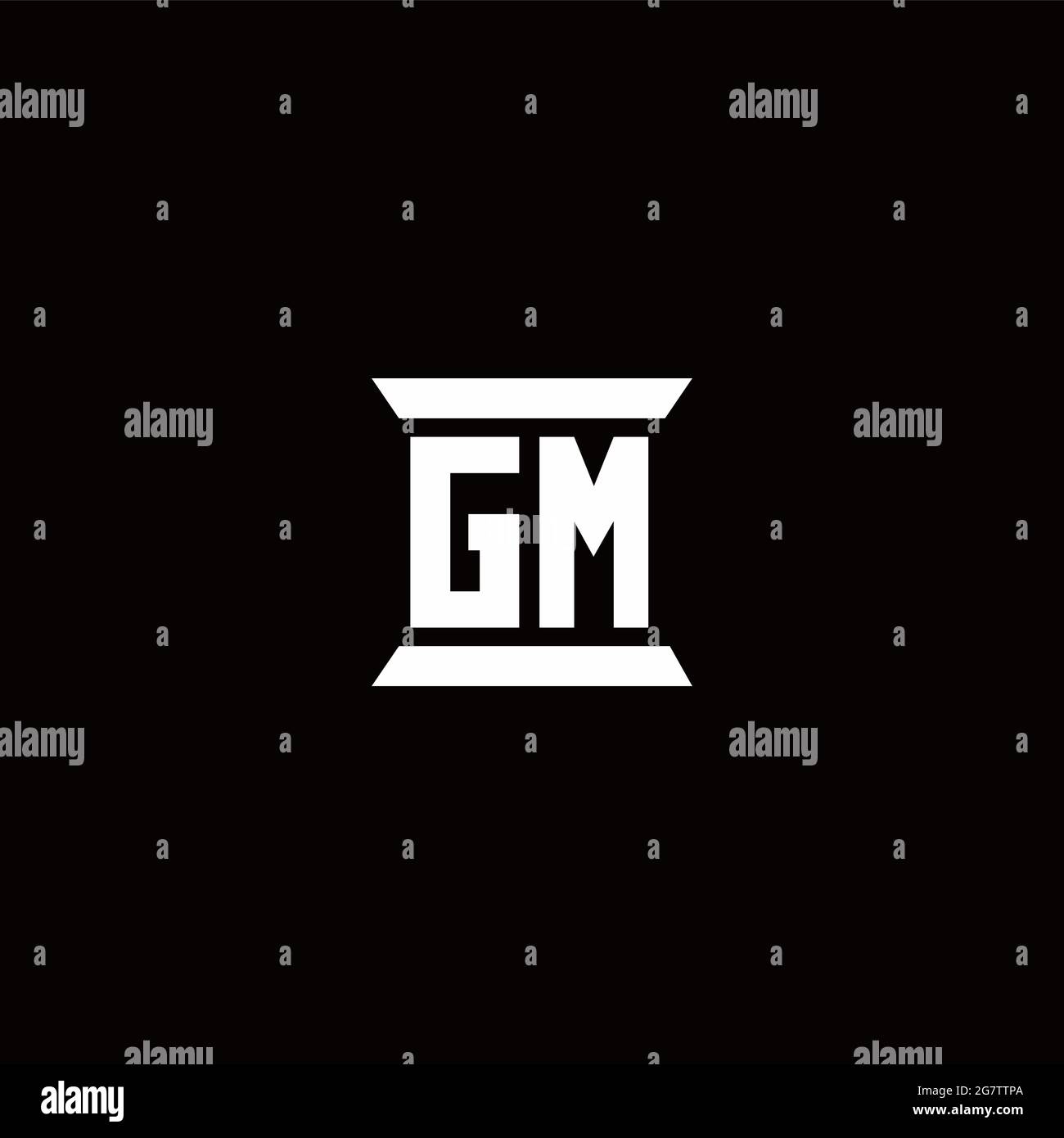 GM logo initial letter monogram with pillar shape design template ...
