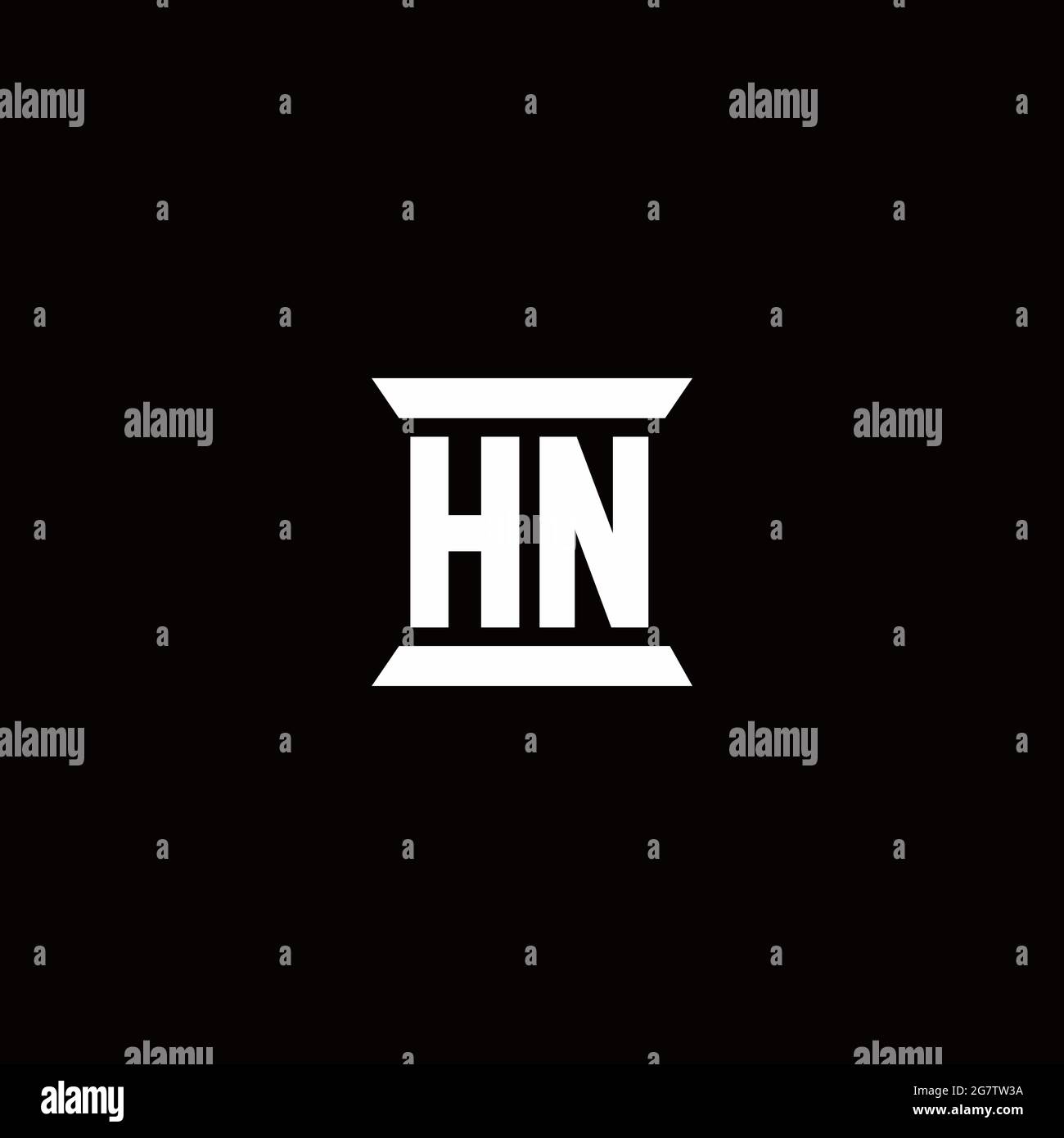 HN logo initial letter monogram with pillar shape design template ...