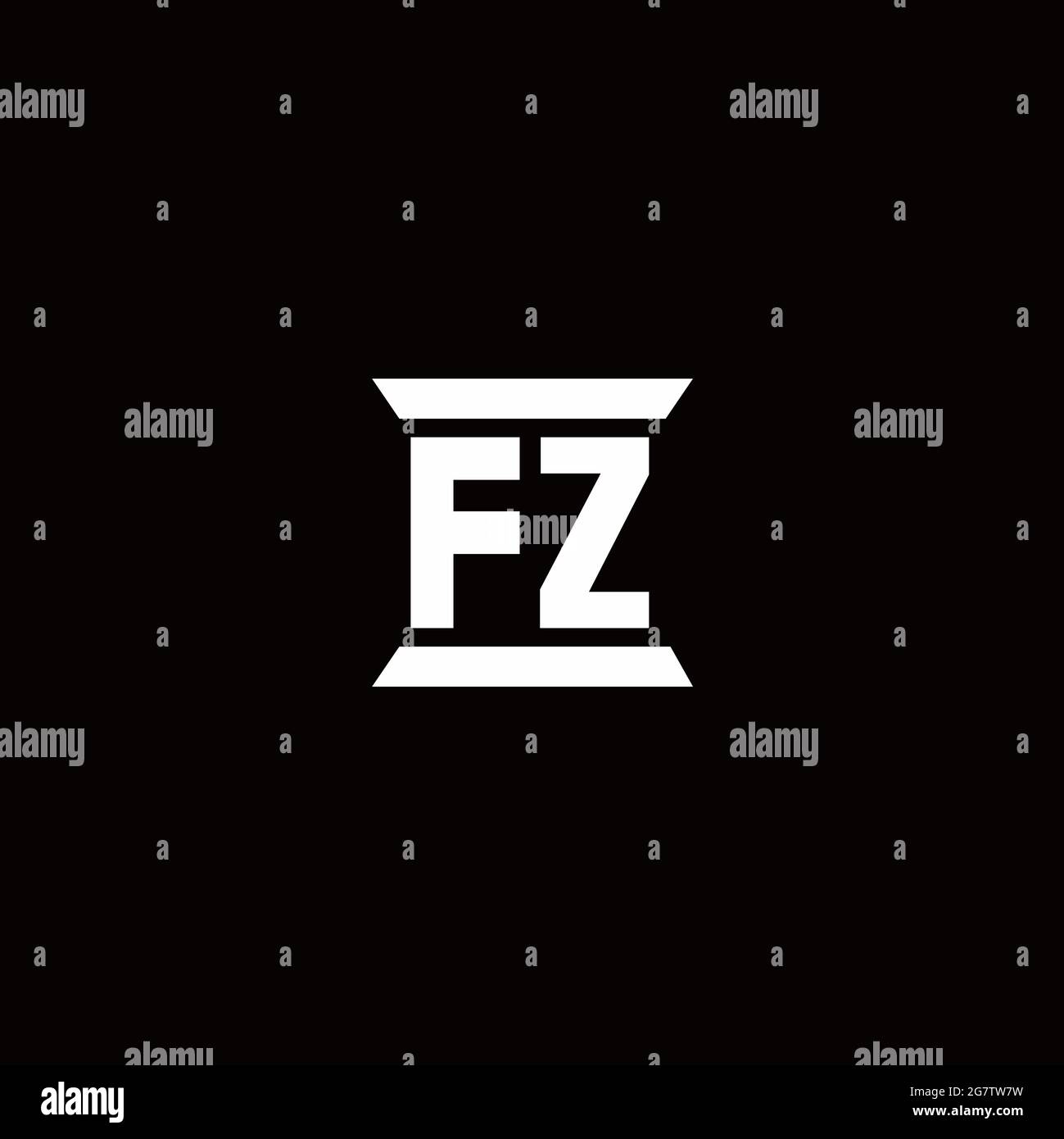 FZ logo initial letter monogram with pillar shape design template ...