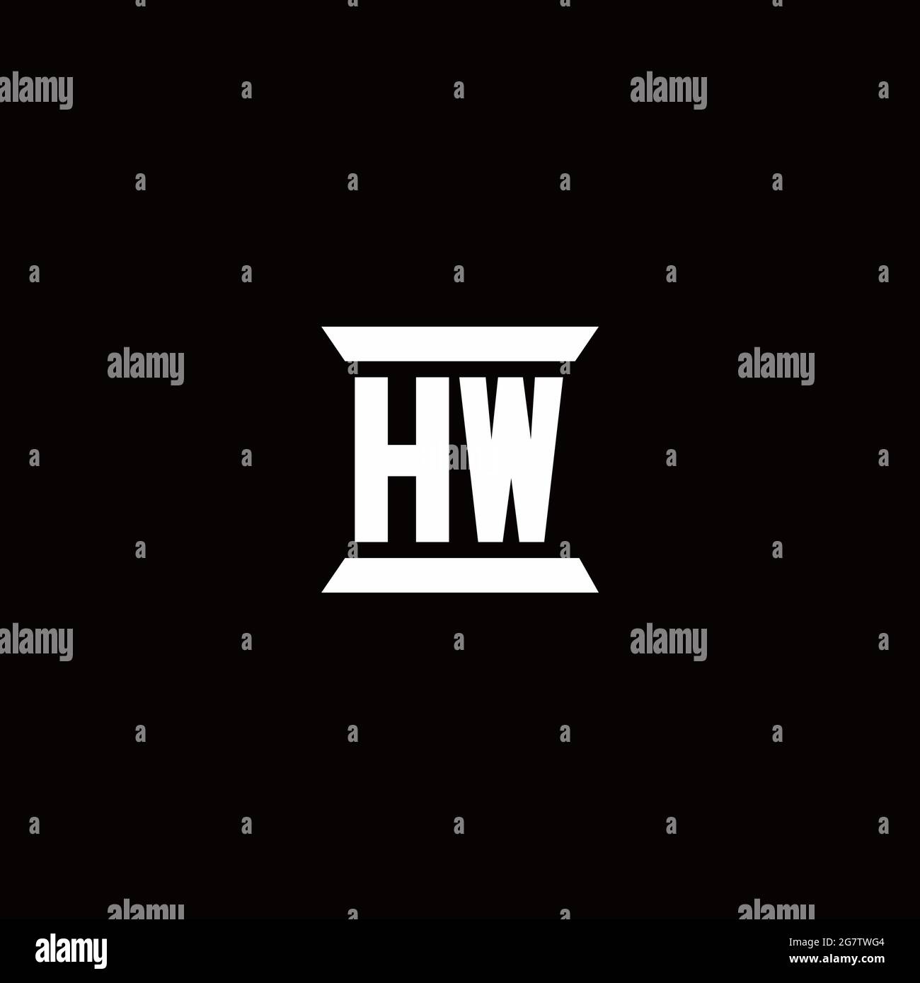 HW logo initial letter monogram with pillar shape design template ...