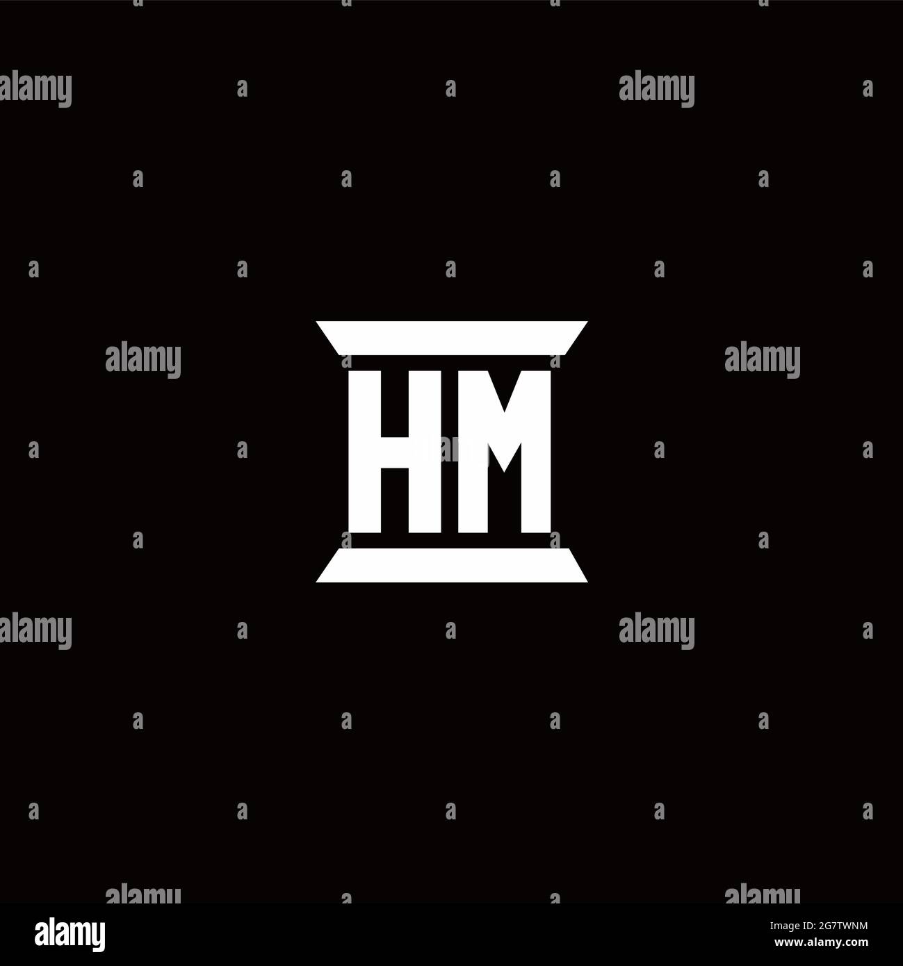 HM logo initial letter monogram with pillar shape design template ...