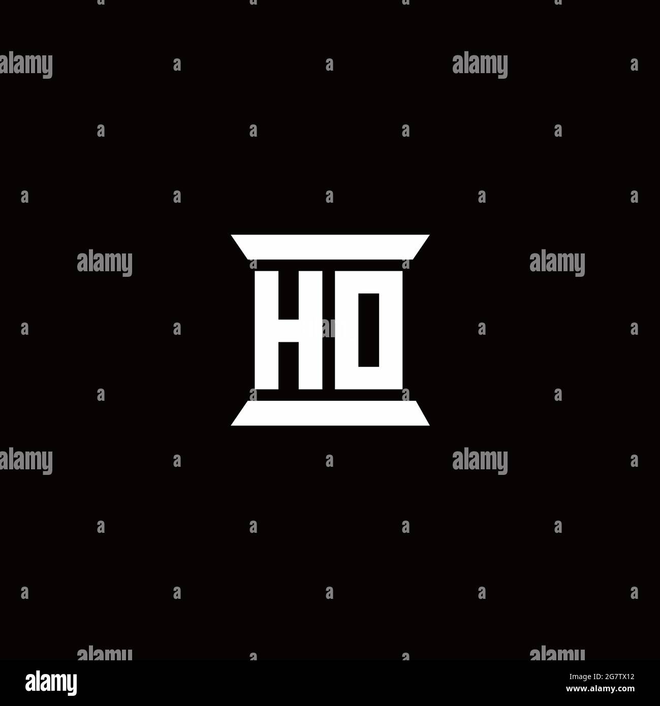 HO logo initial letter monogram with pillar shape design template ...