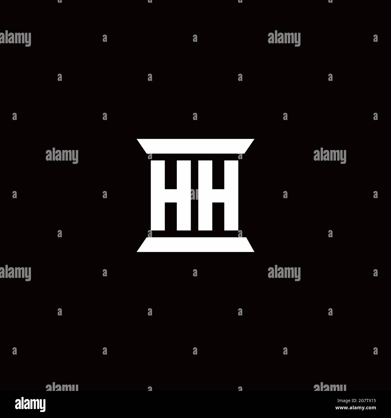 HH logo initial letter monogram with pillar shape design template isolated in black background ...