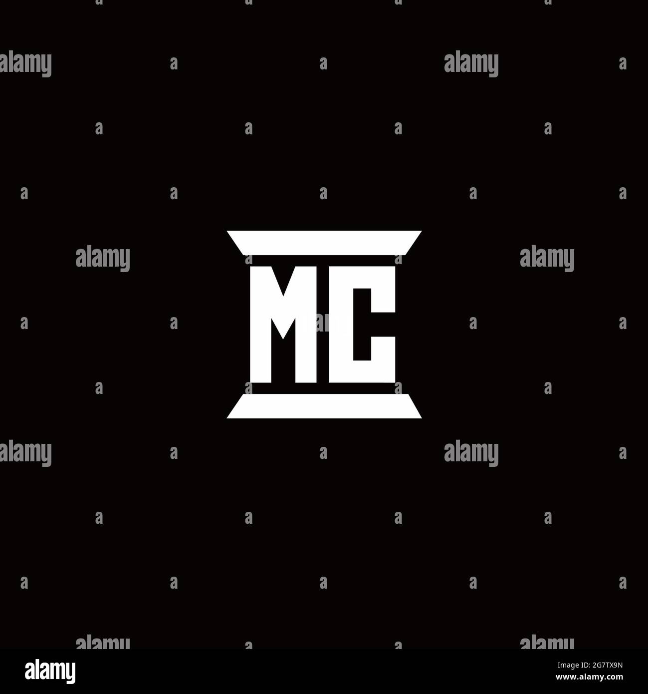 MC logo initial letter monogram with pillar shape design template ...