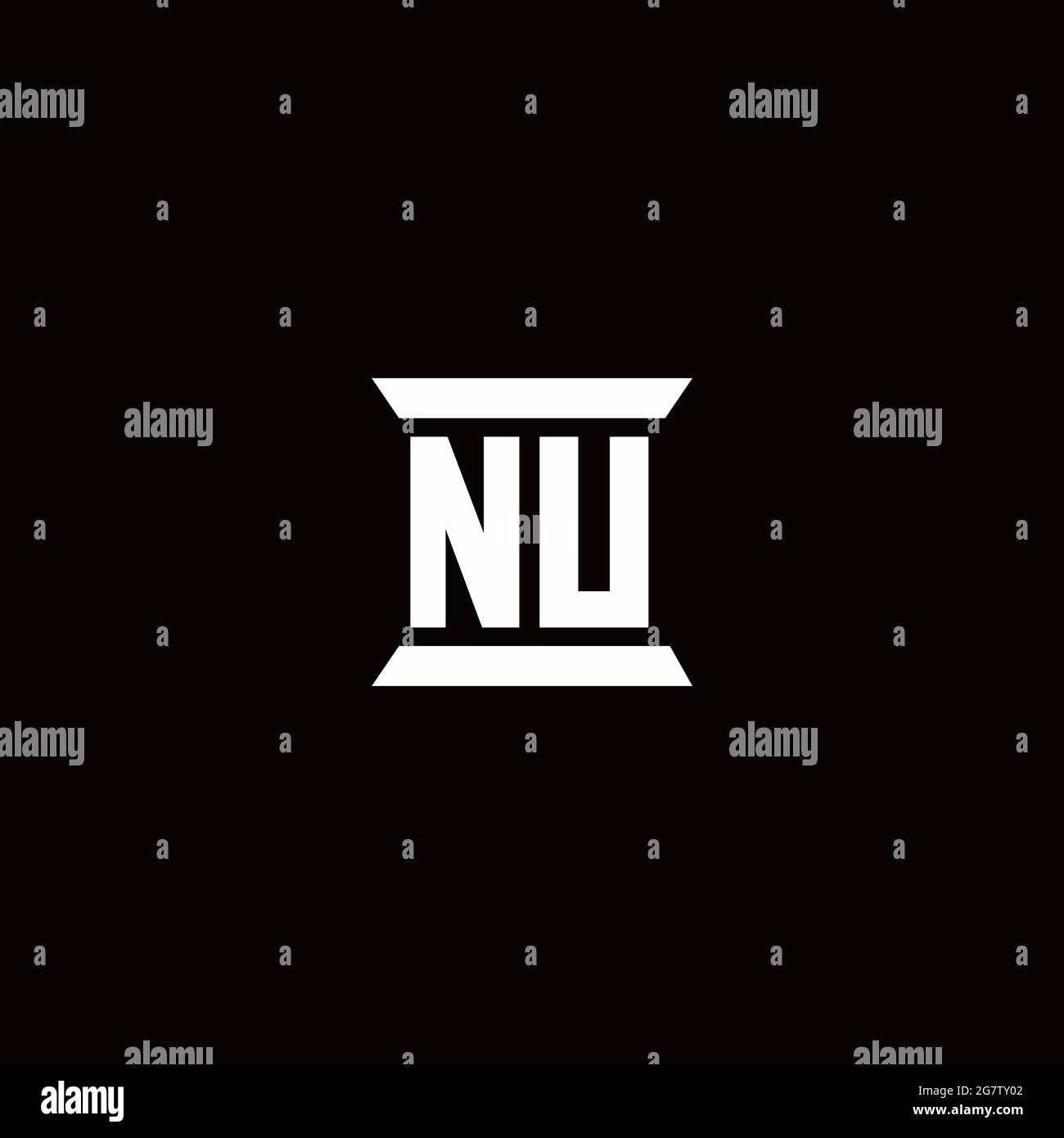 NU logo initial letter monogram with pillar shape design template ...