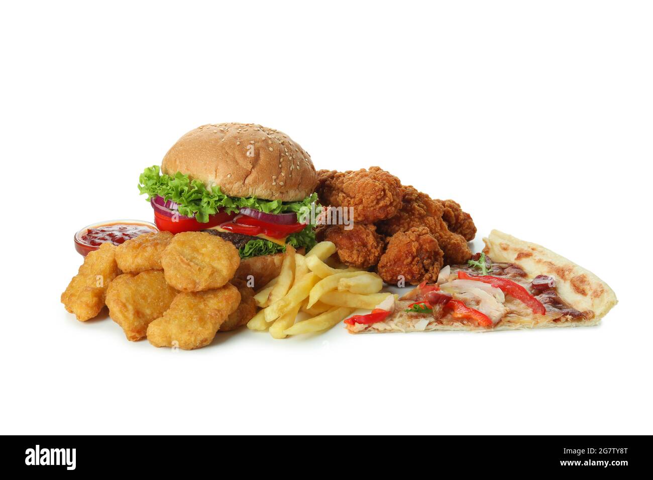 Concept of fast food isolated on white background Stock Photo - Alamy