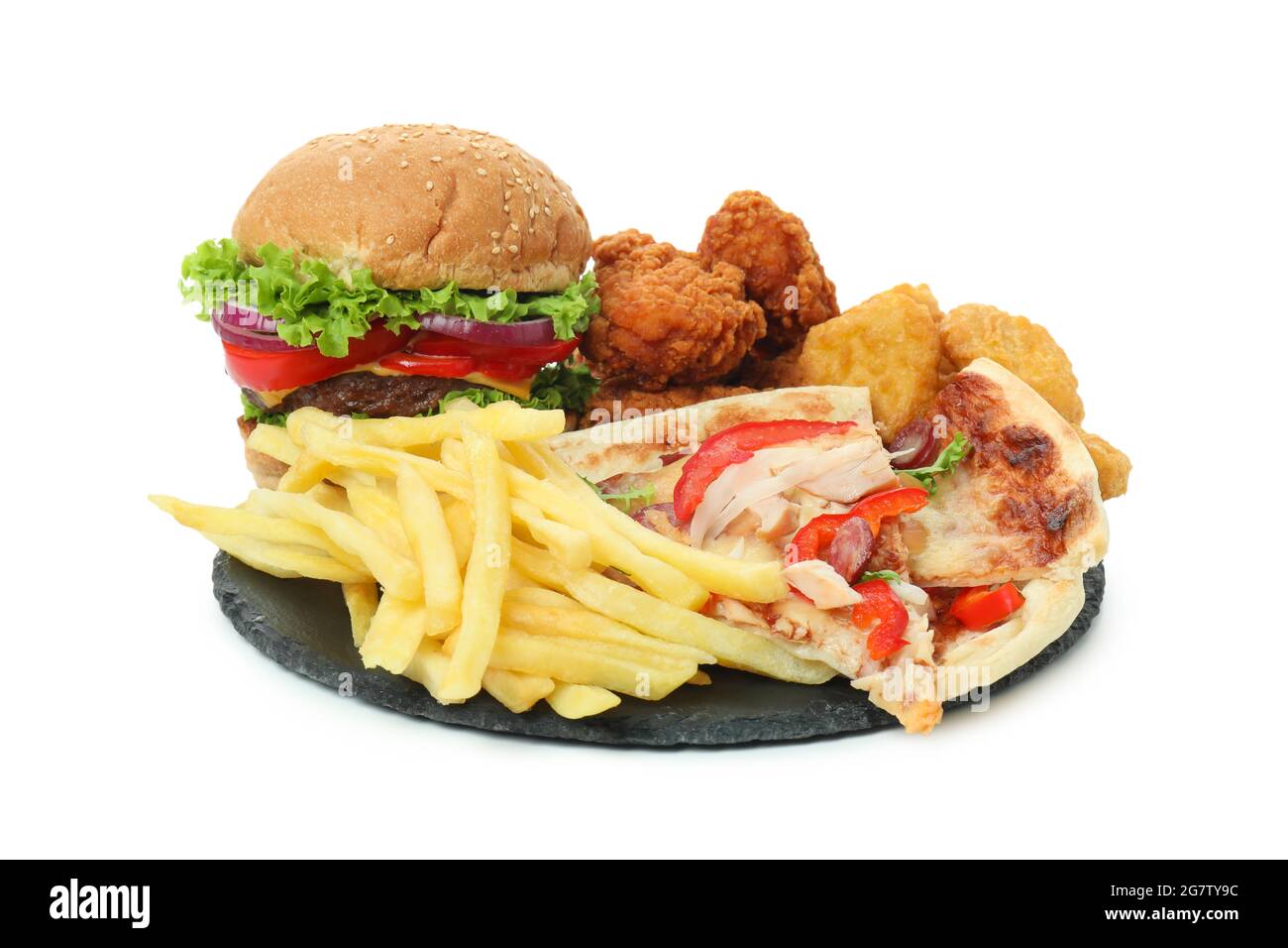 Concept of fast food isolated on white background Stock Photo - Alamy