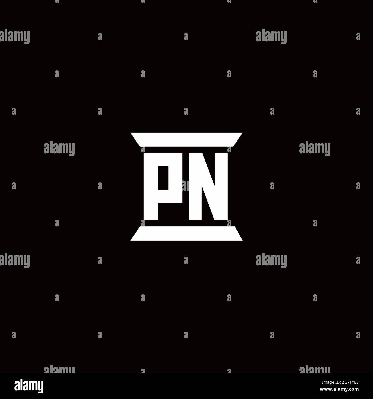 PN logo initial letter monogram with pillar shape design template ...