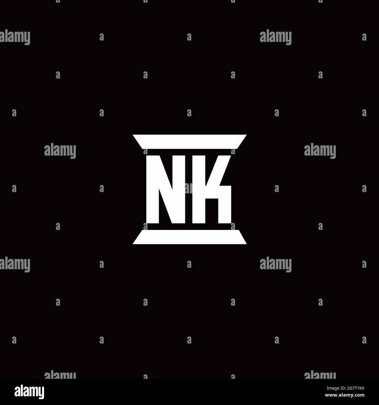 NK logo initial letter monogram with pillar shape design template ...