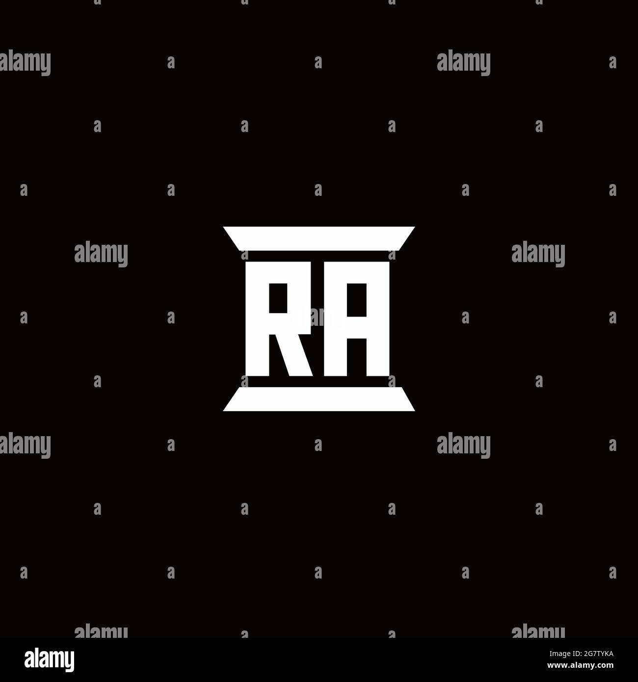 RA logo initial letter monogram with pillar shape design template ...