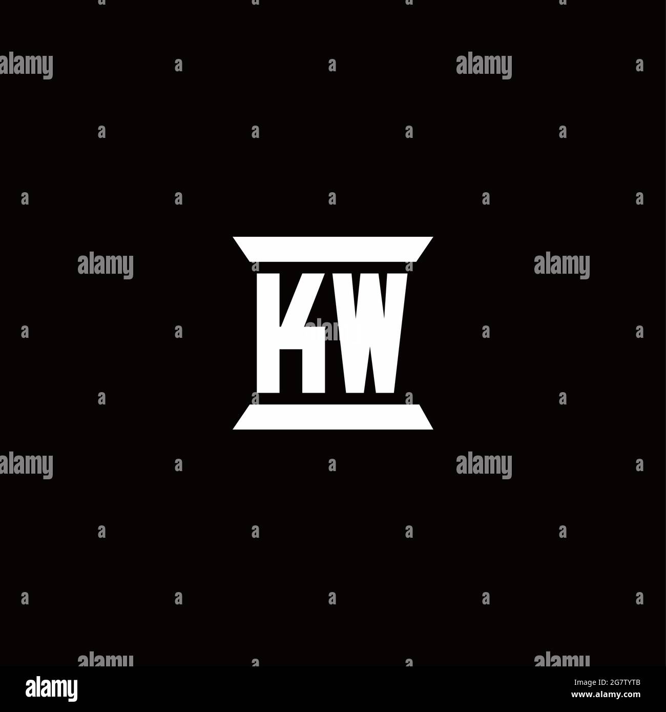 KW logo initial letter monogram with pillar shape design template ...