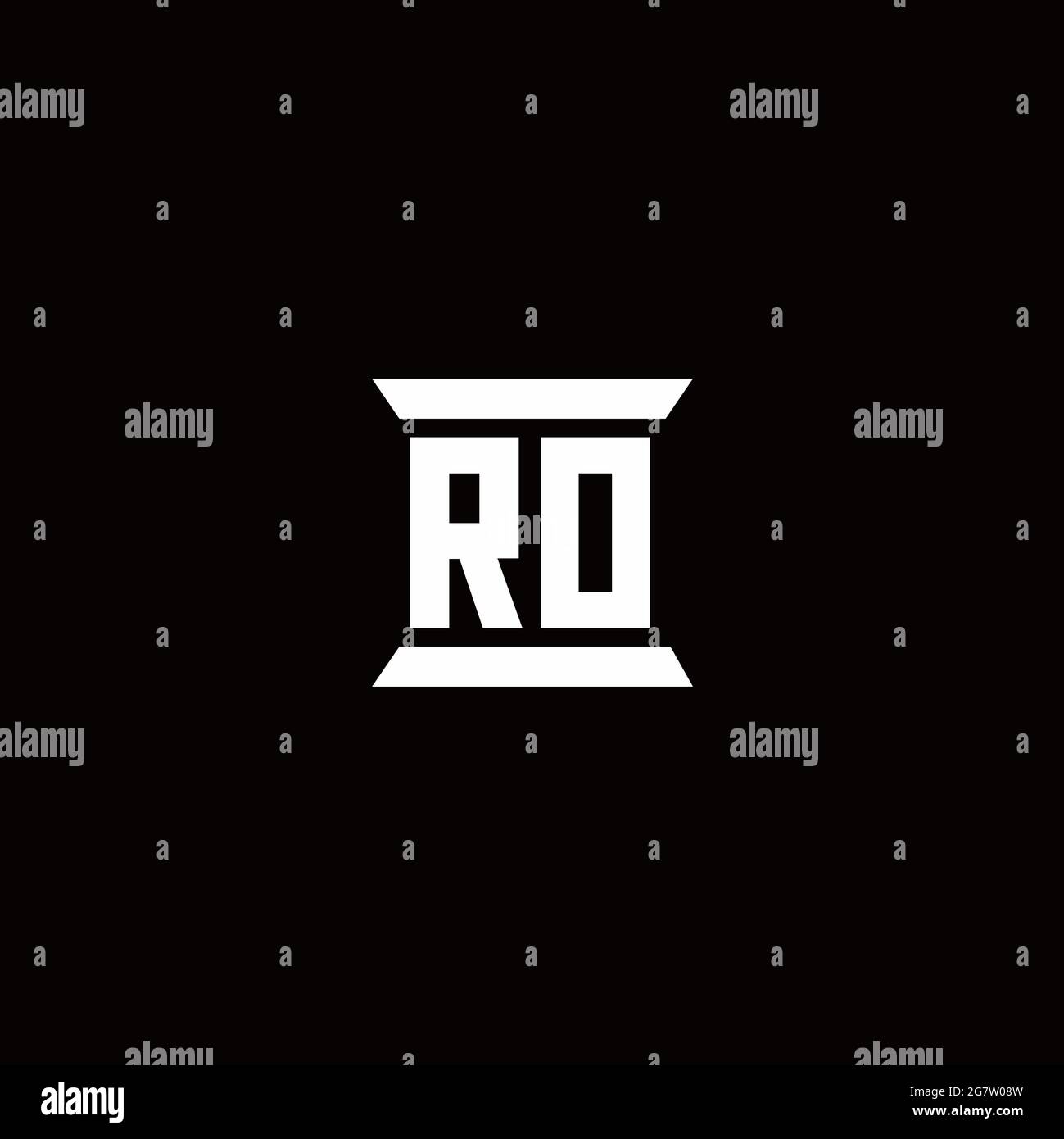 RO logo initial letter monogram with pillar shape design template ...