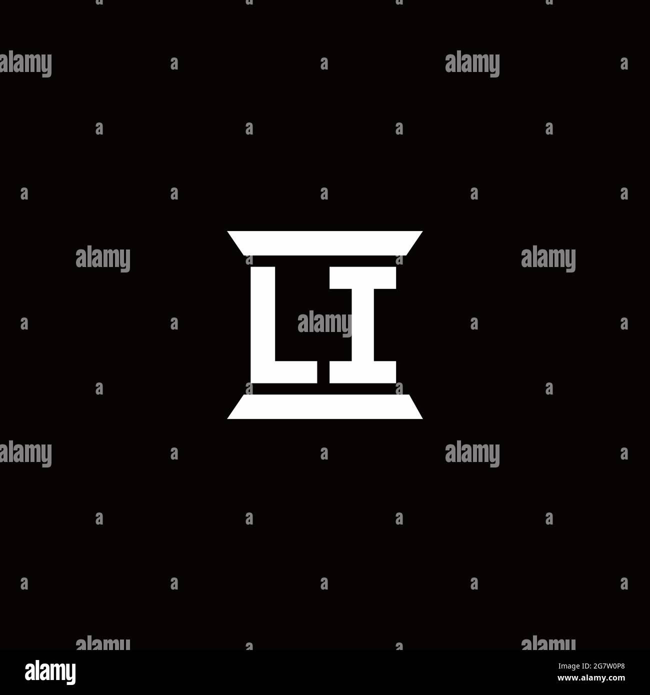 LI logo initial letter monogram with pillar shape design template ...