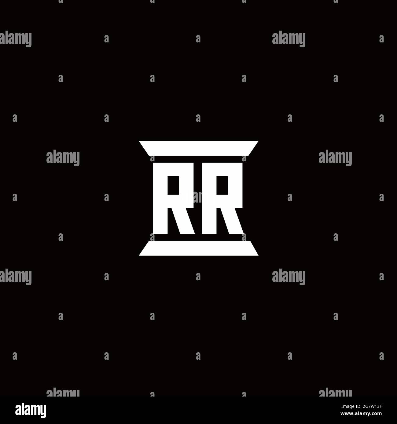 RR logo initial letter monogram with pillar shape design template ...