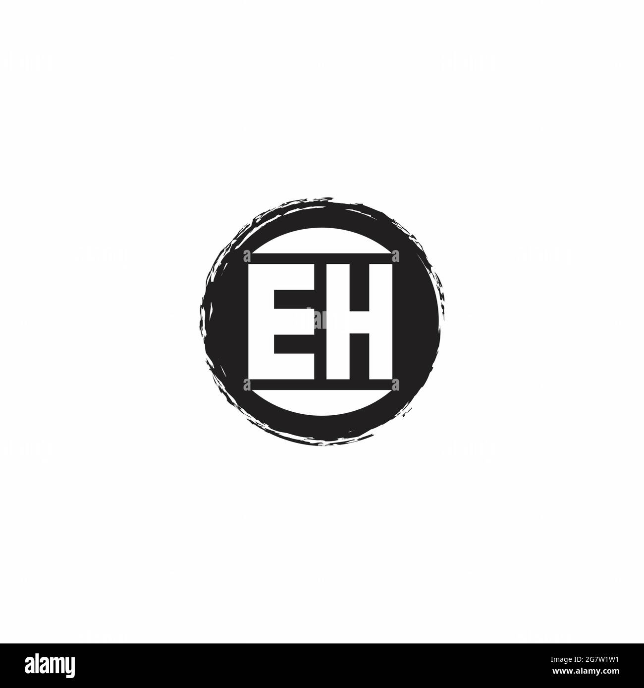 EH Logo Initial Letter Monogram with abstrac circle shape design template isolated in white ...