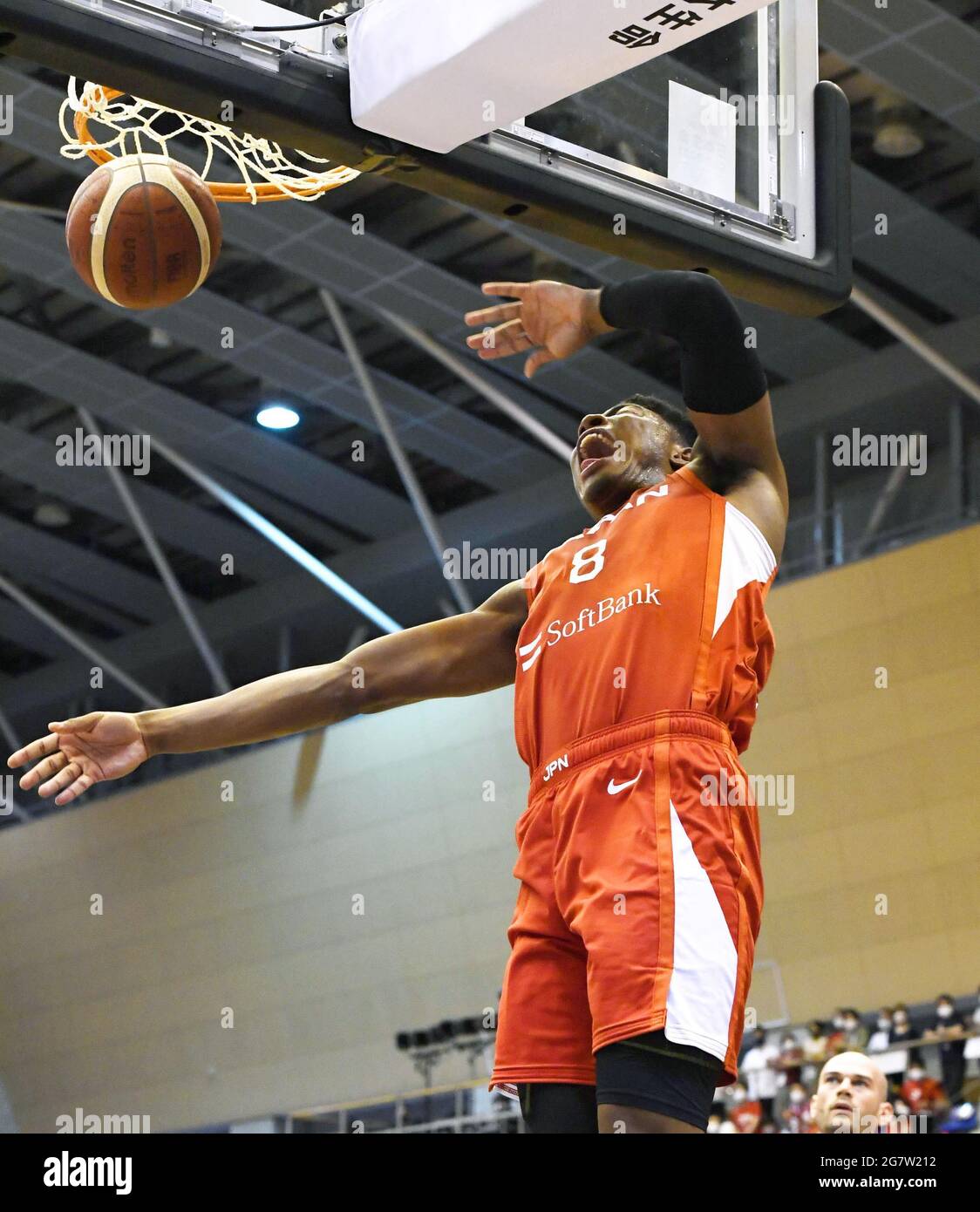 Saitama, eastern Japan, on July 16, 2021: Rui Hachimura of Japan scores ...