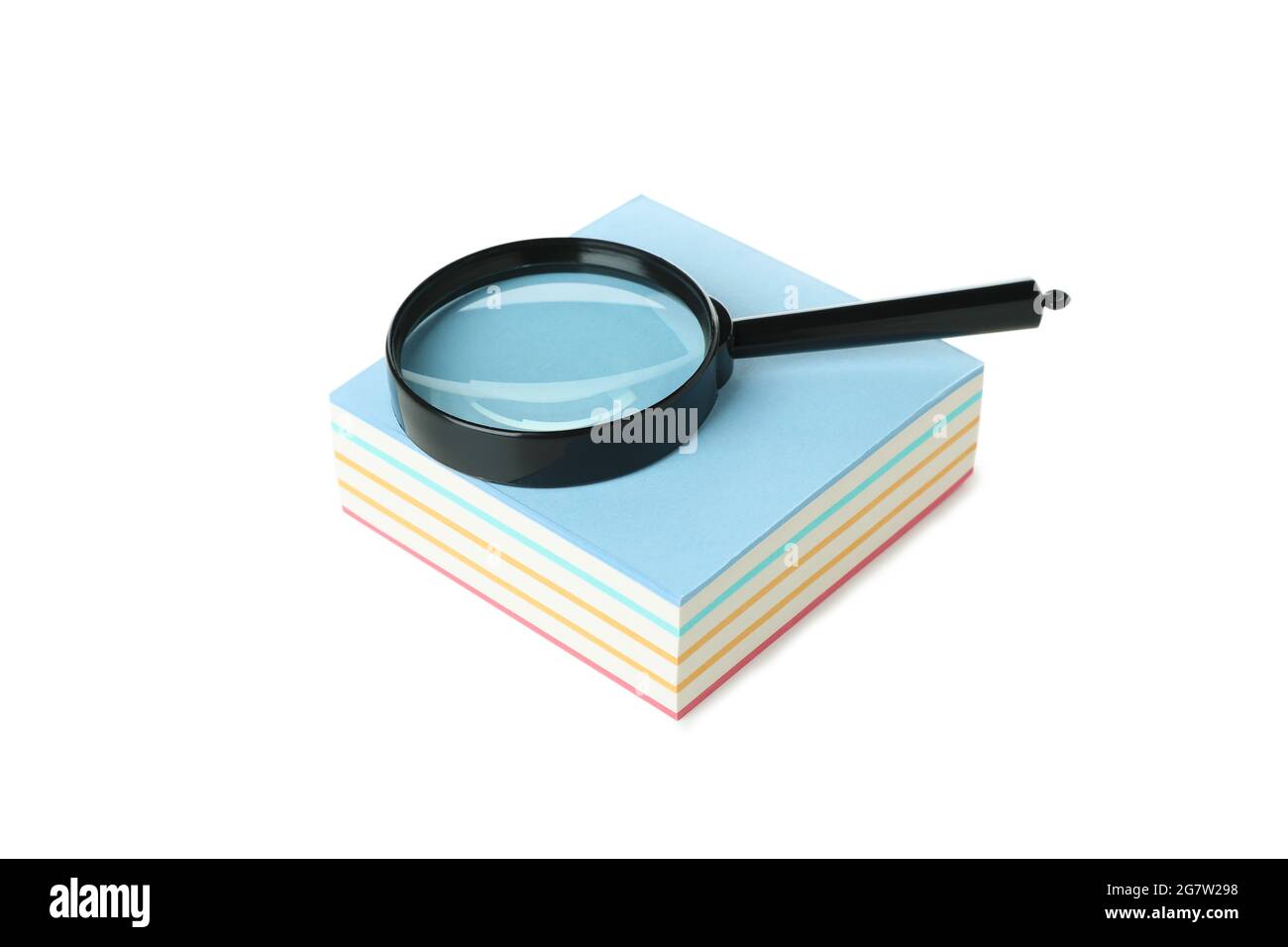 Magnifier and stickers isolated on white background Stock Photo - Alamy