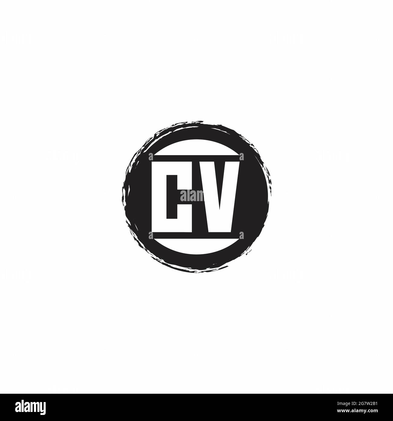 CV Logo Initial Letter Monogram with abstrac circle shape design template isolated in white ...