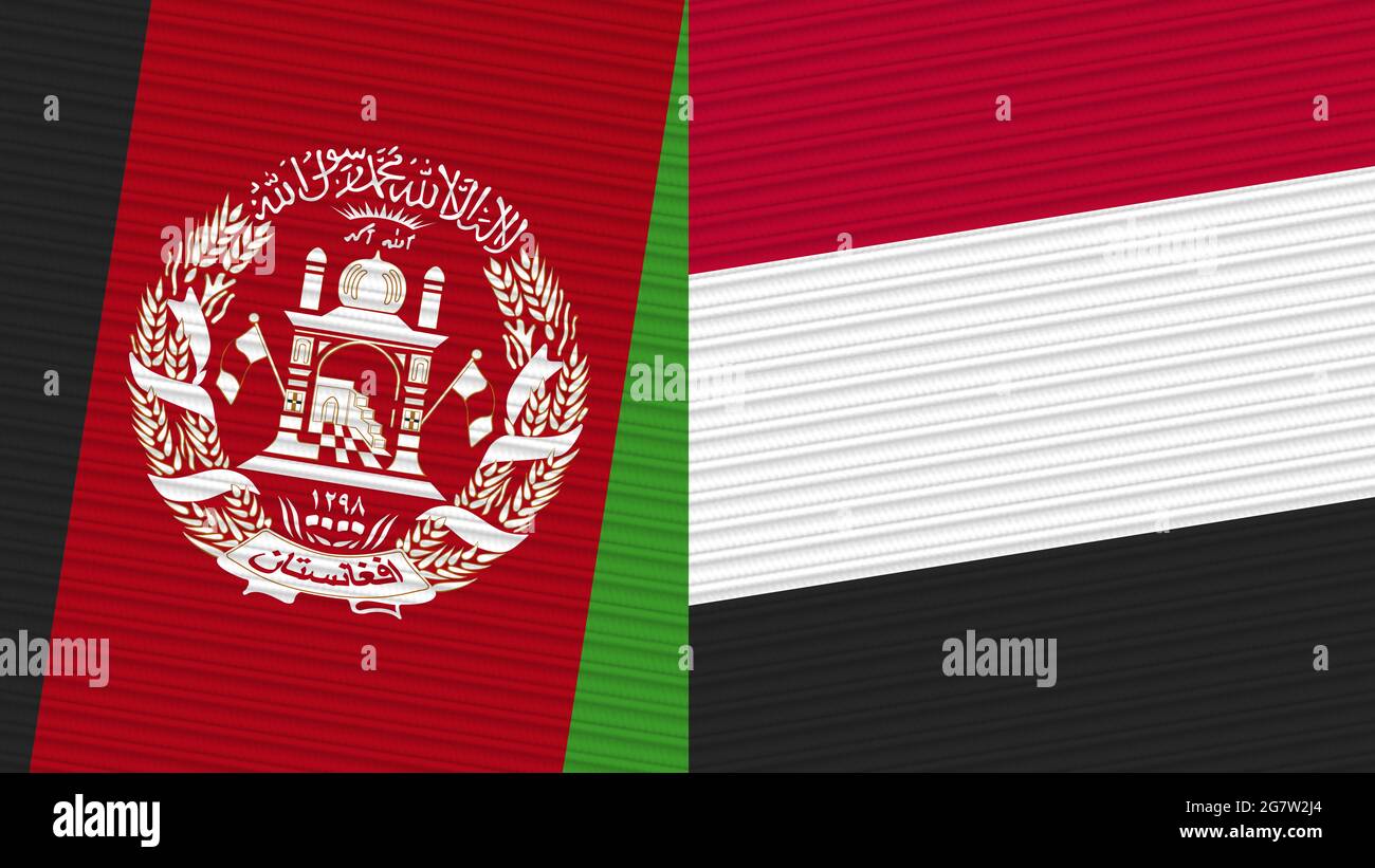 Yemen and Afghanistan Two Half Flags Together Fabric Texture ...