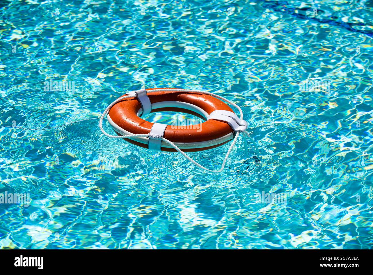Lifebuoy on the water background. The concept of help, rescue, drowning ...