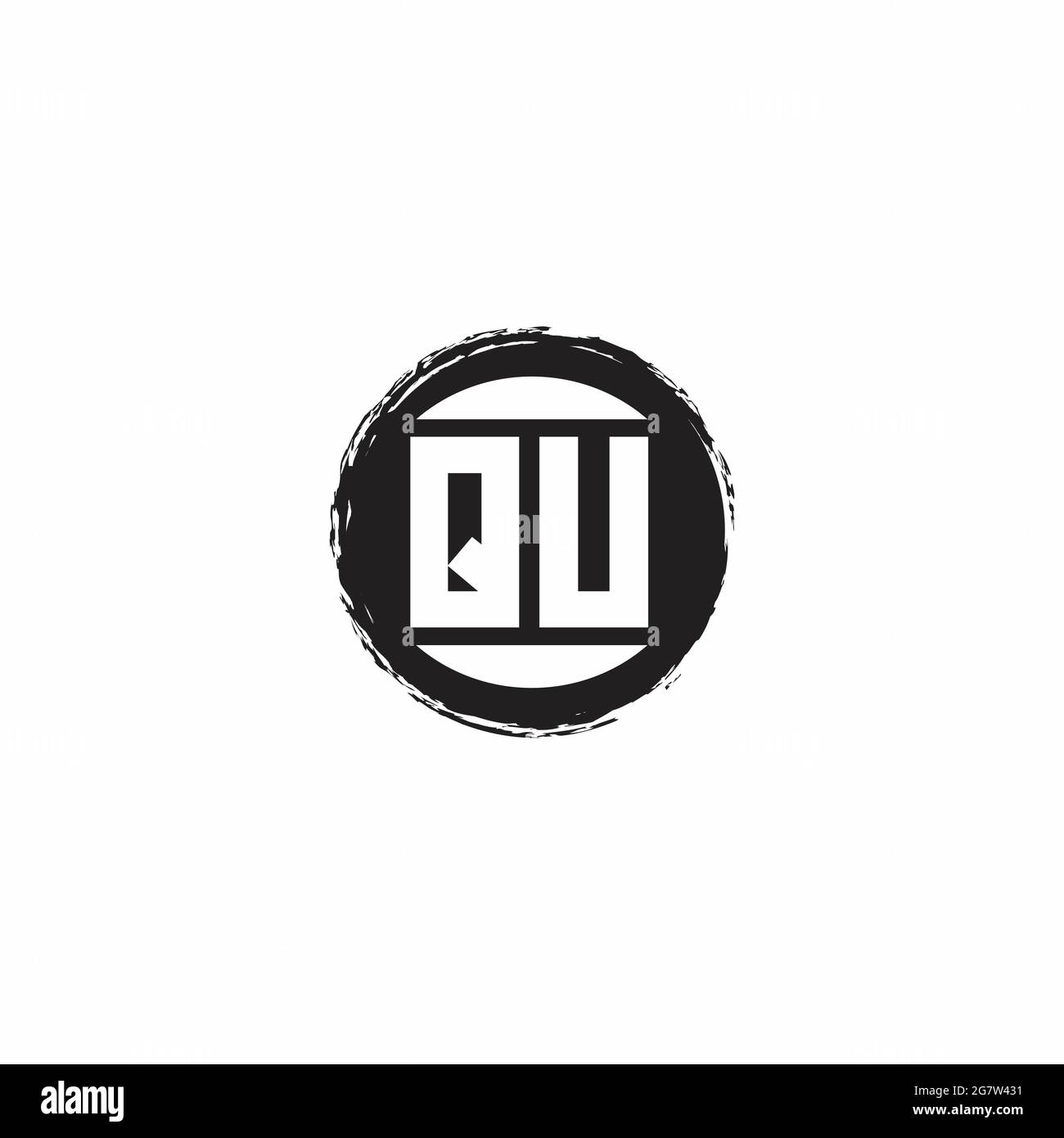 QU Logo Initial Letter Monogram with abstrac circle shape design ...