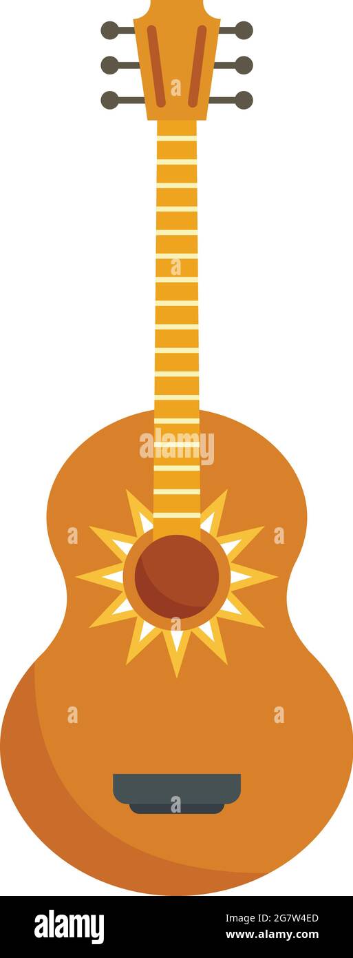 Mexican guitar icon. Flat illustration of mexican guitar vector icon ...