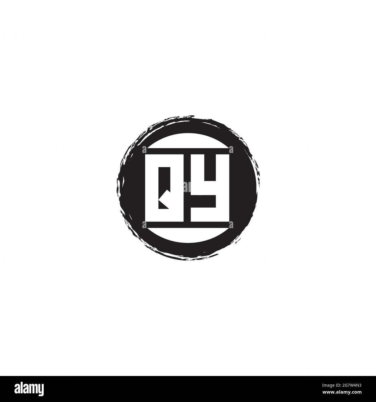 QY Logo Initial Letter Monogram with abstrac circle shape design template isolated in white ...
