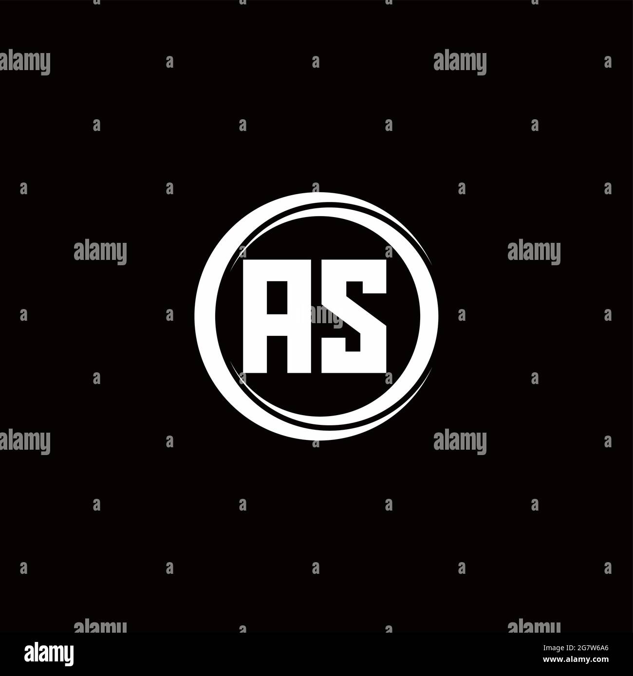 AS logo initial letter monogram with circle slice rounded design ...